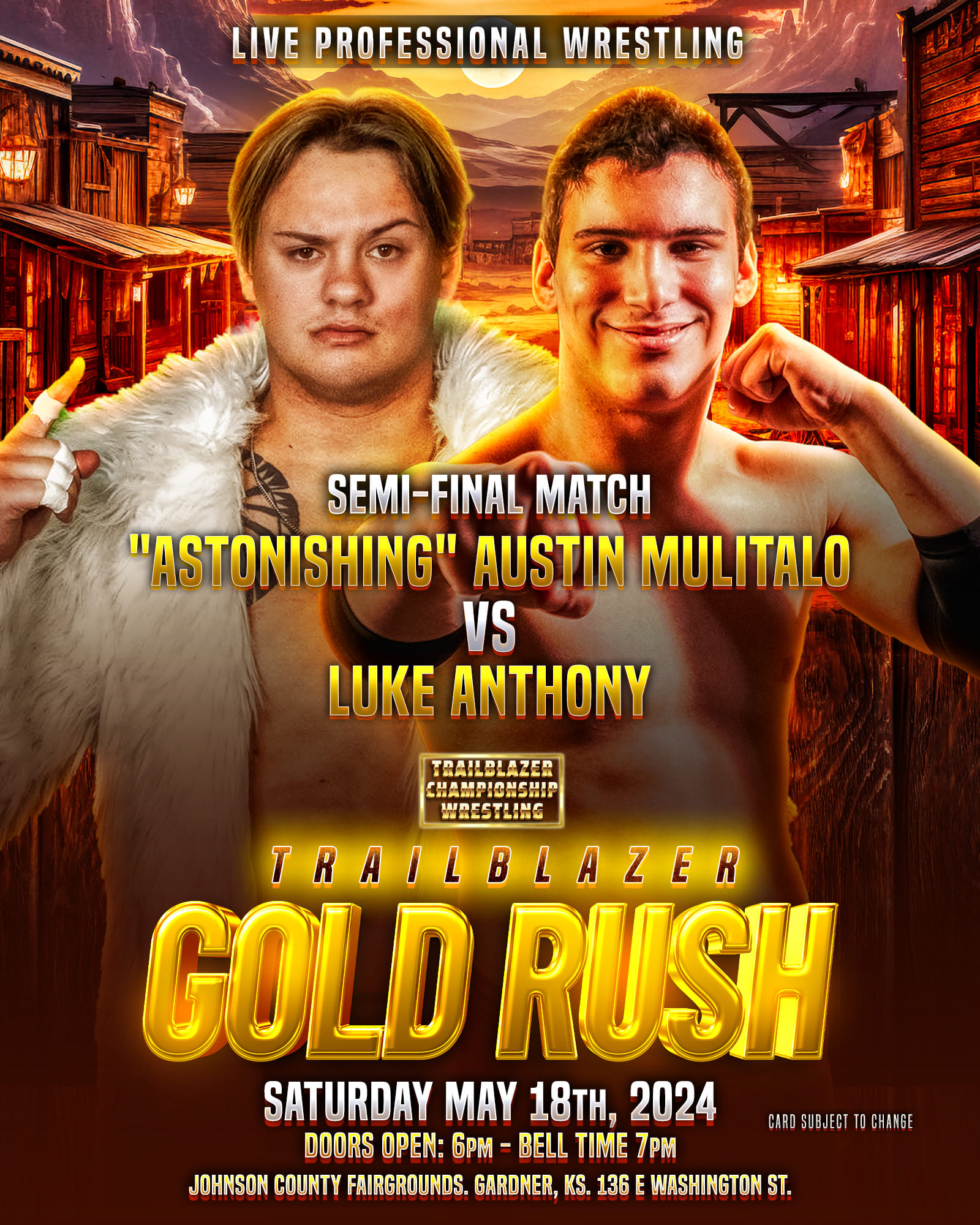 Match Announcement: Trailblazer Gold Rush – Luke Anthony VS ...